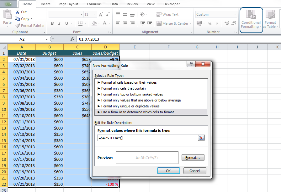 Hide Future Dates In Excel With Conditional Formatting Easy Excel
