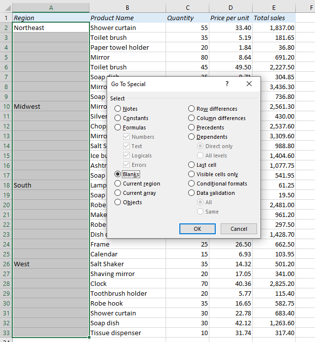 How To Handle Tables With Empty Cells In Excel Easy Excel